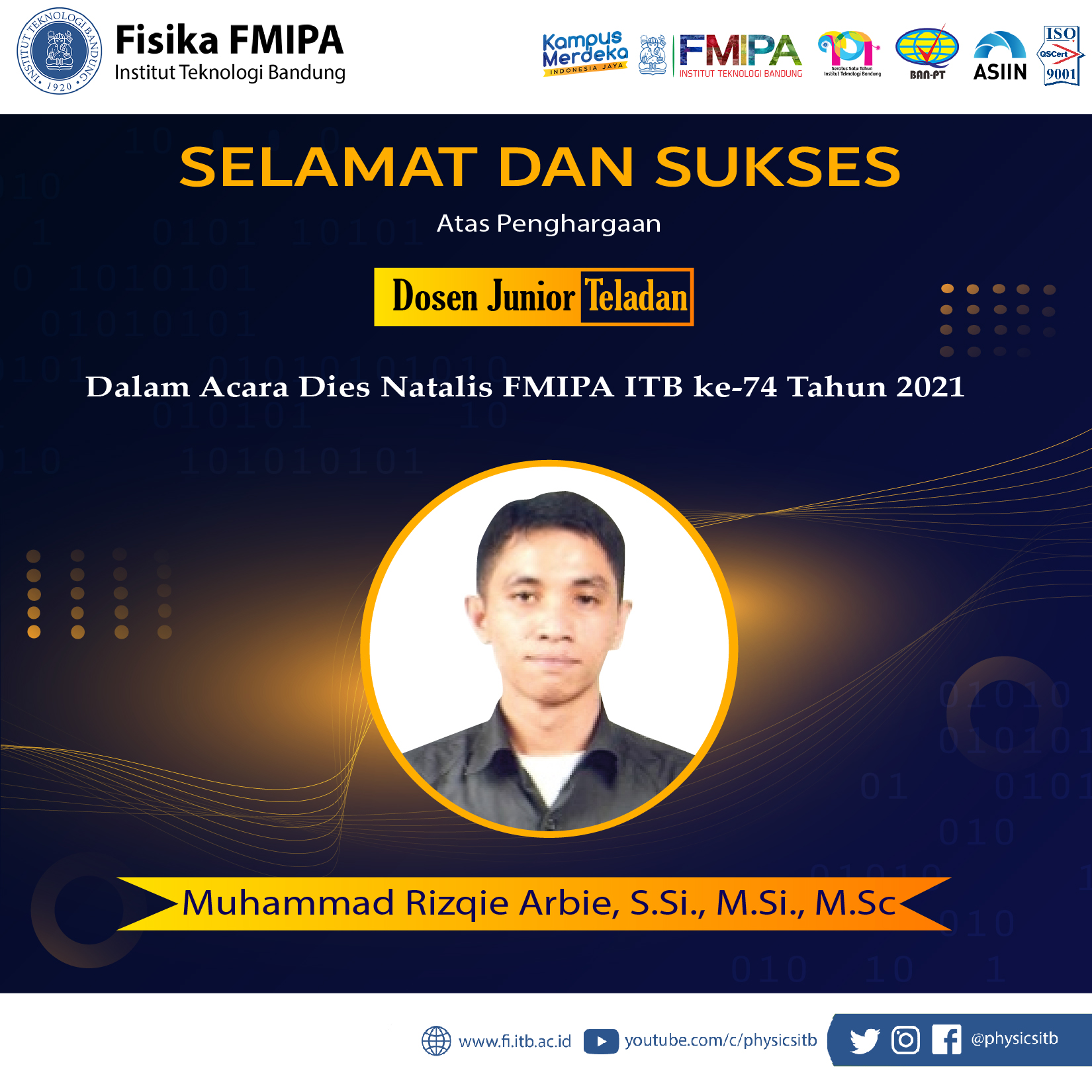 Penghargaan Dosen Fisika FMIPA ITB pada Dies Natalis FMIPA ITB ke-74 – Fisika ITB